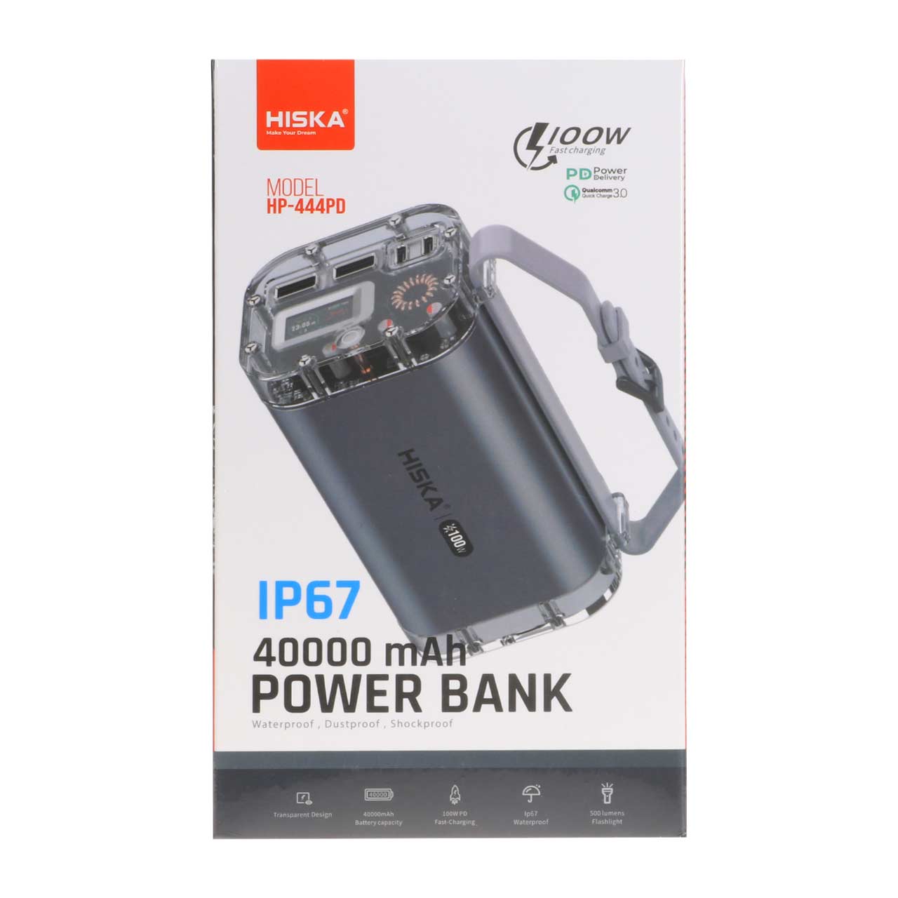 پاوربانک (PD و فست شارژ) Hiska 100W 40000mAh مدل HP-444PD - مشکی - فروشگاه - پنل فروشگاهی eways