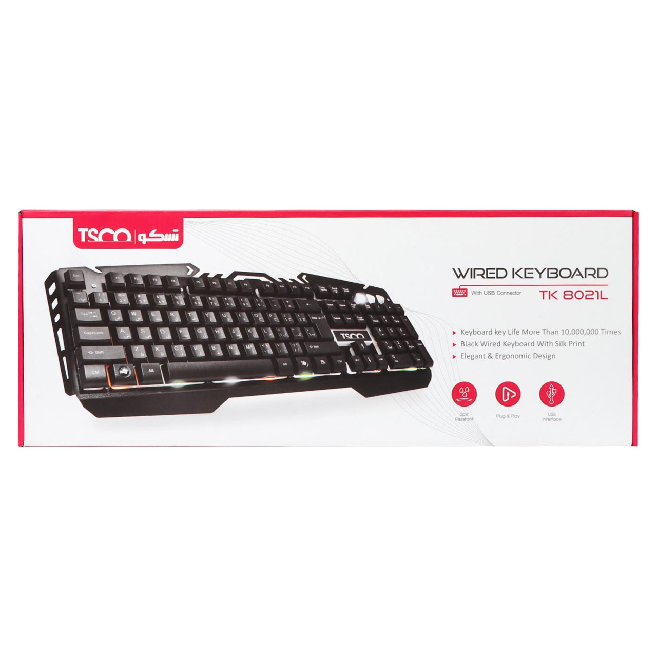 کیبورد باسیم TSCO مدل TK 8021L - مشکی (دارای BACK LIGHT چند رنگ ، با کلیدهای جزیره ای) - فروشگاه ...