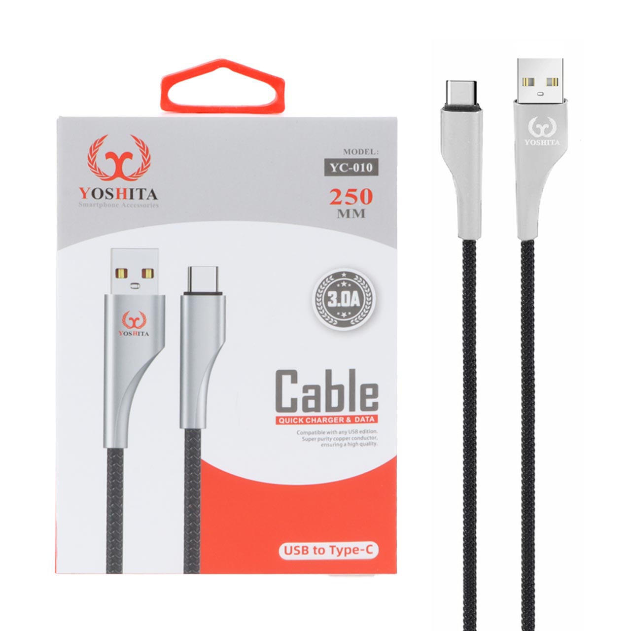 کابل شارژ فست پاوربانک YOSHITA Type-C مدل YC-010 - مشکی - MMS - فروشگاه - پنل فروشگاهی eways