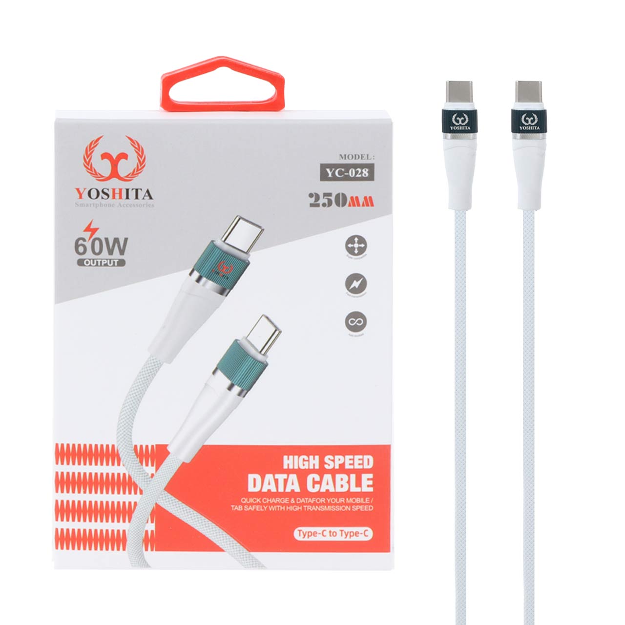 کابل شارژ فست پاوربانک YOSHITA Type-C To Type-C مدل YC-028 - سفید - MMS - فروشگاه - پنل فروشگاهی ...