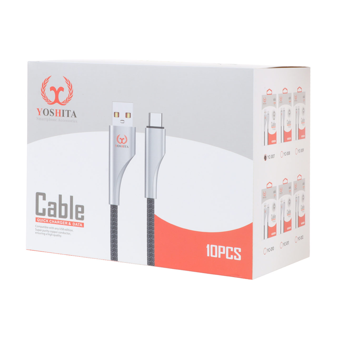 پک 10 عددی کابل شارژ فست YOSHITA Type-C مدل YC-007 - مشکی - MMS - فروشگاه - پنل فروشگاهی eways