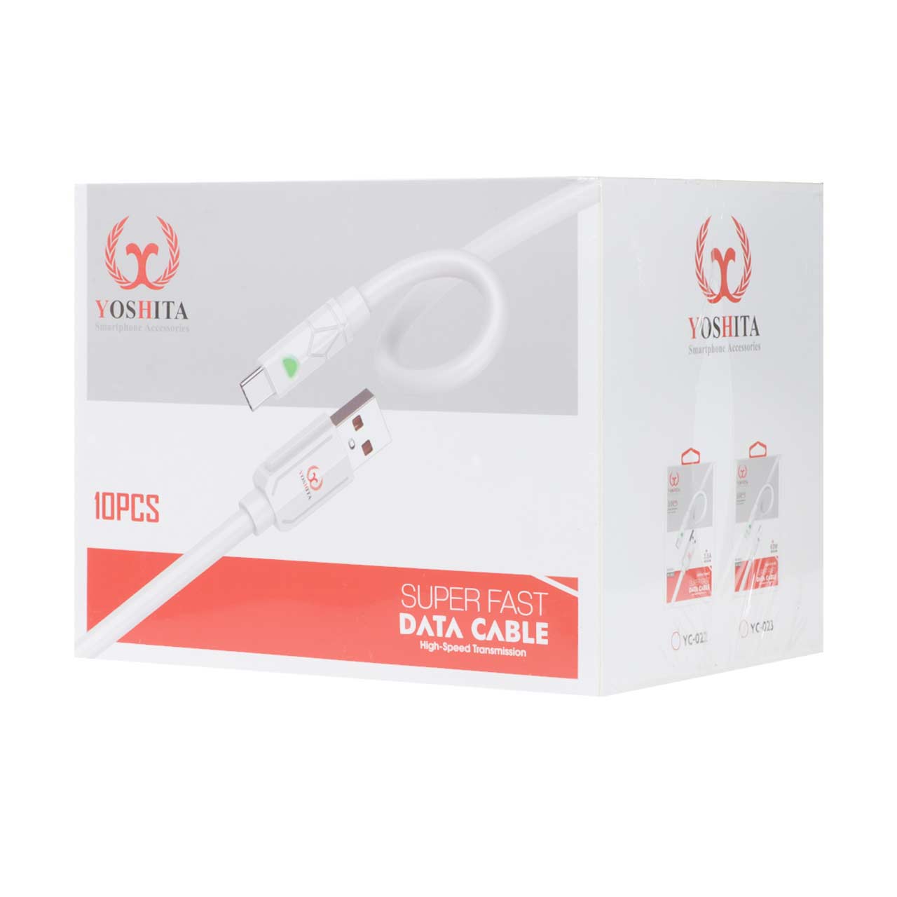 پک 10 عددی کابل شارژ فست YOSHITA Type-C مدل YC-022 - سفید - MMS - فروشگاه - پنل فروشگاهی eways