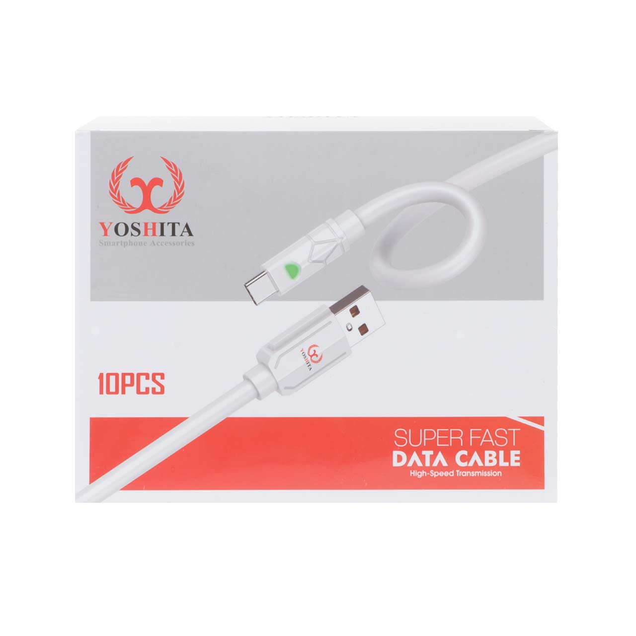 پک 10 عددی کابل شارژ فست YOSHITA Type-C مدل YC-022 - سفید - MMS - فروشگاه - پنل فروشگاهی eways