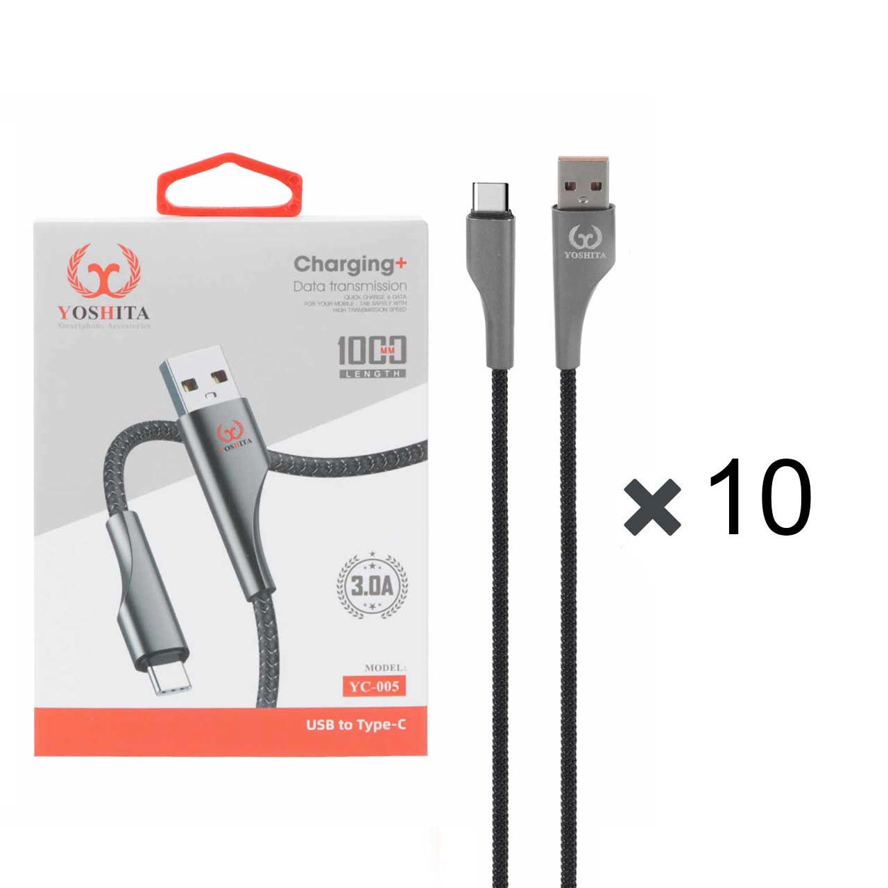 پک 10 عددی کابل شارژ فست YOSHITA Type-C مدل YC-005 - مشکی - MMS - فروشگاه - پنل فروشگاهی eways
