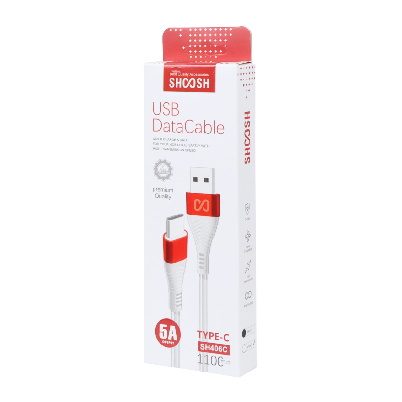 کابل شارژ 1.1 متری فست Shoosh Type-C مدل SH406C - سفید - SMO - فروشگاه - پنل فروشگاهی eways