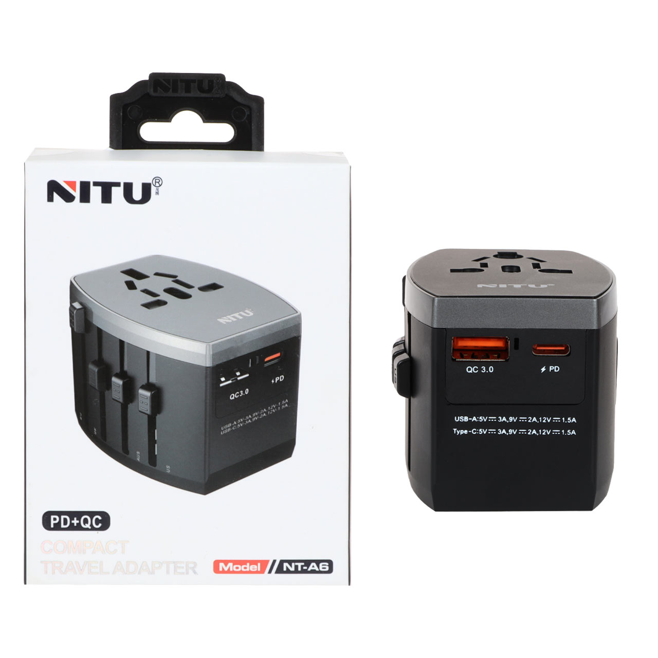 تبدیل برق 3 به 3 NITU مدل NT-A6 - مشکی - فروشگاه - پنل فروشگاهی eways