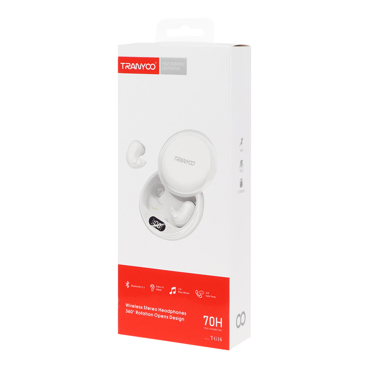 ایرفون بی سیم Tranyoo مدل T-G16 - سفید - فروشگاه - پنل فروشگاهی eways