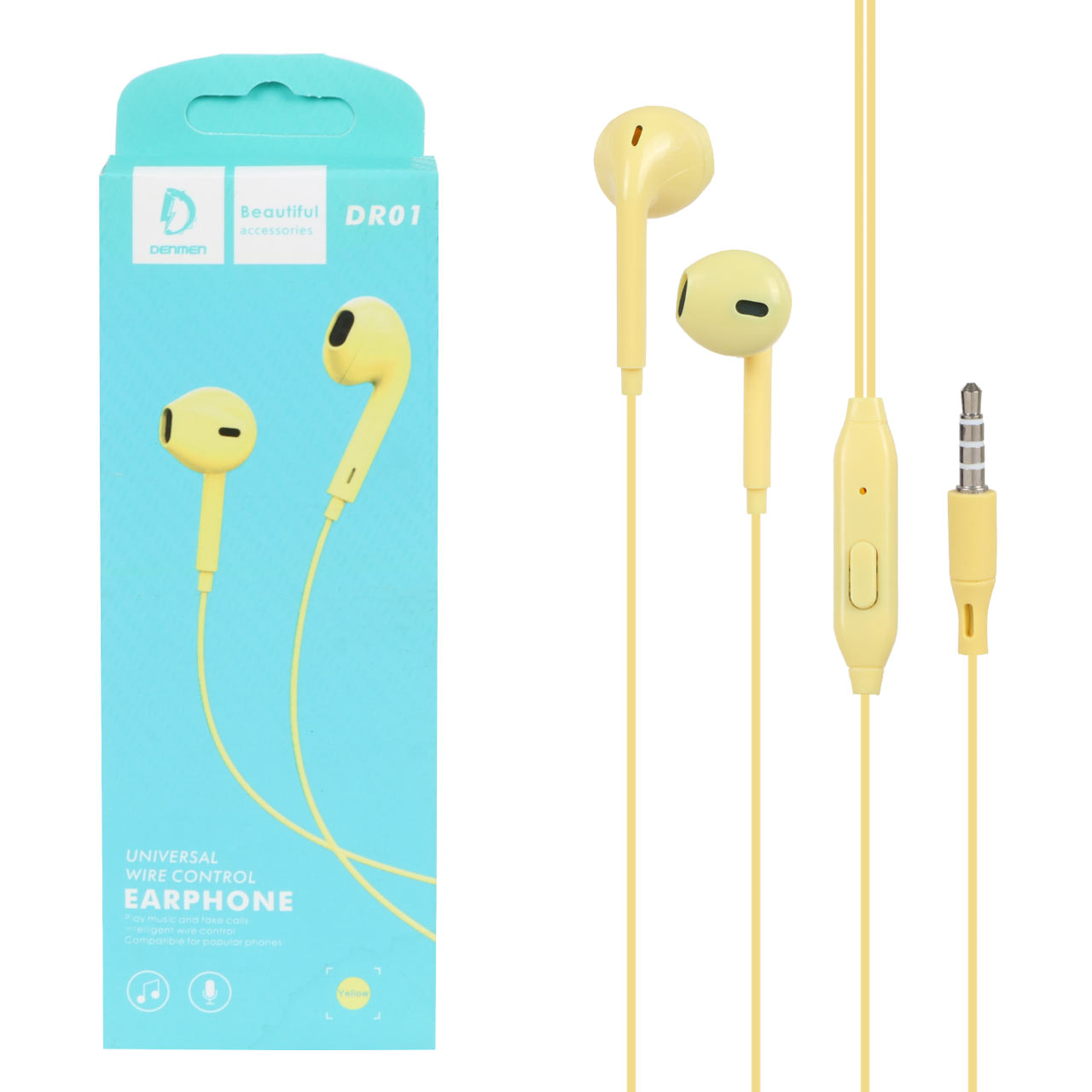 هندزفری با سیم DENMEN مدل DR01 - زرد (گارانتی یکساله ایویز) - فروشگاه - پنل فروشگاهی eways