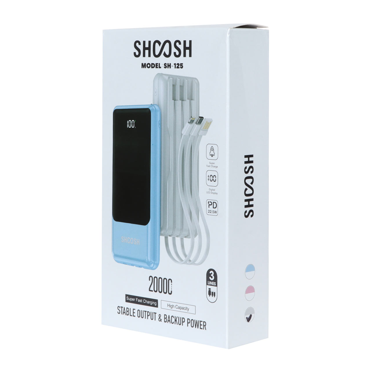 پاوربانک (PD و فست شارژ) Shoosh 22.5W 20000mAh مدل SH-125 - سفید - SMO ...