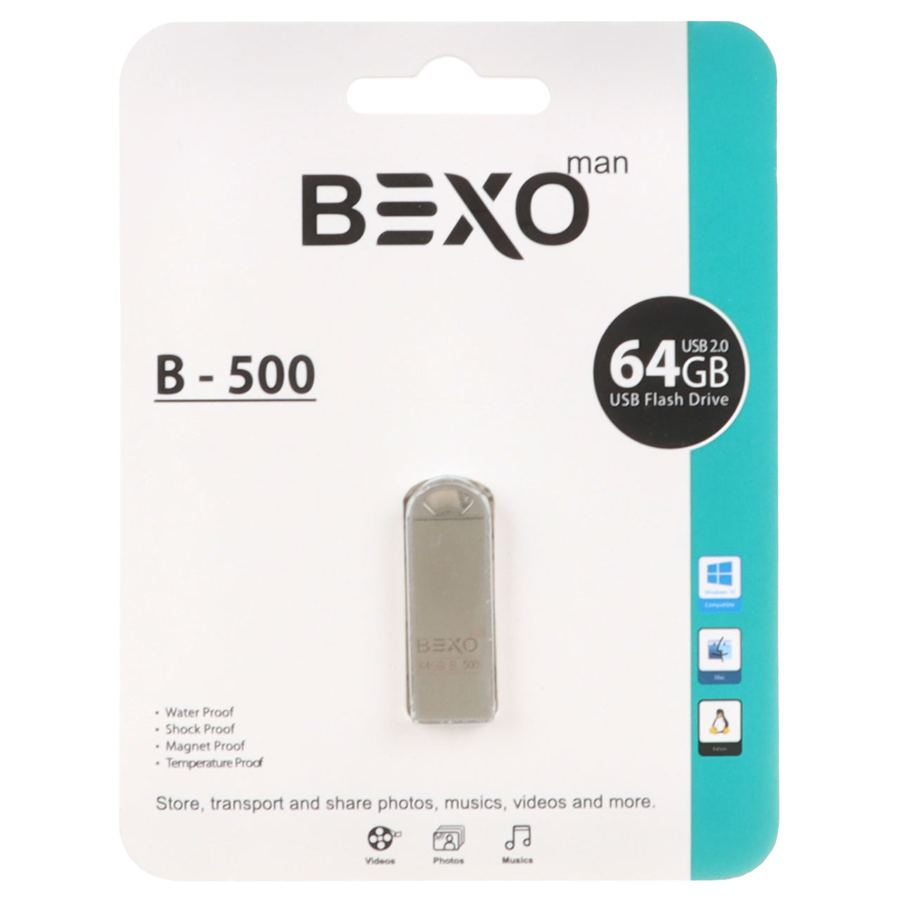 BEXO B-500 USB2.0 Flash Memory - 64GB (گارانتی داده پردازی آواتک) نقره ای - فروشگاه - پنل ...