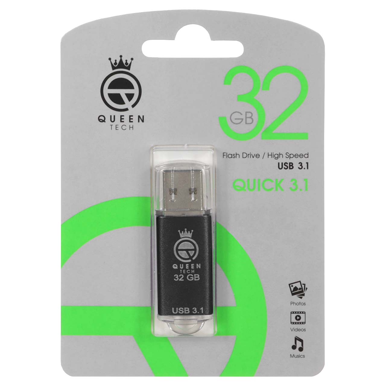 Queen Quick USB3.1 Flash Memory - 32GB (گارانتی مادام العمر شرکت آی تین) مشکی - فروشگاه - پنل ...