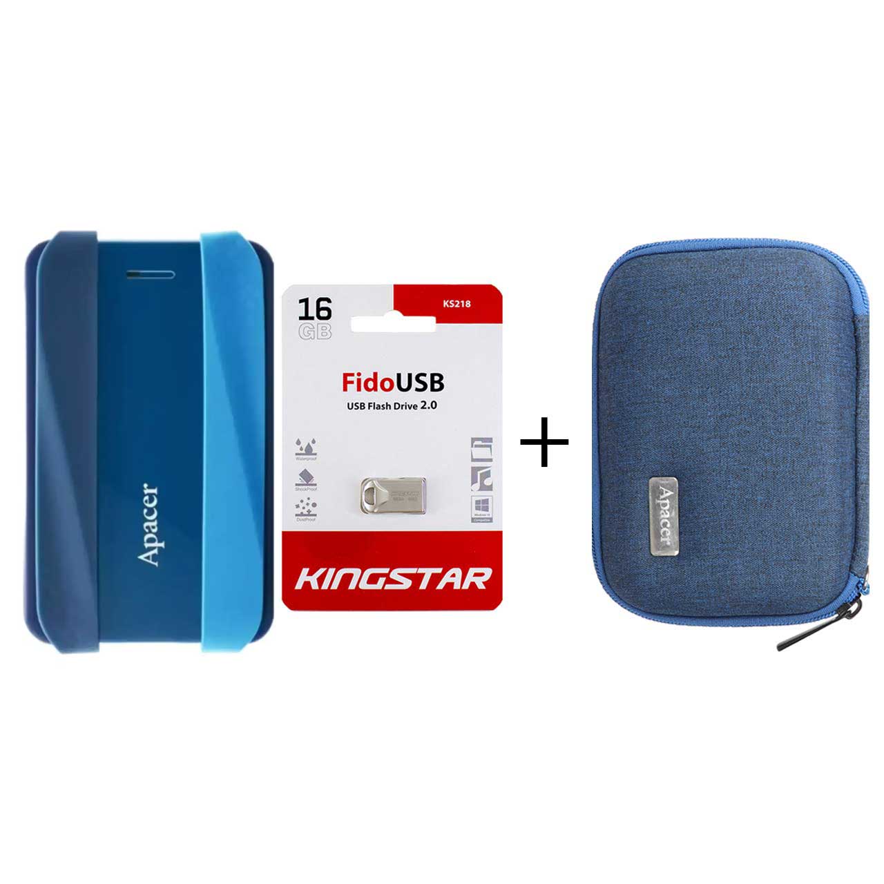 هارد اکسترنال Apacer مدل Reliable AC533 ظرفیت 1TB - آبی (فلش KingStar مدل Fido KS218 ظرفیت 16GB ...