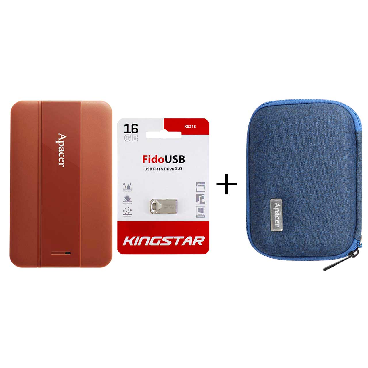 هارد اکسترنال Apacer مدل Reliable AC533 ظرفیت 1TB - نارنجی (فلش KingStar مدل Fido KS218 ظرفیت ...