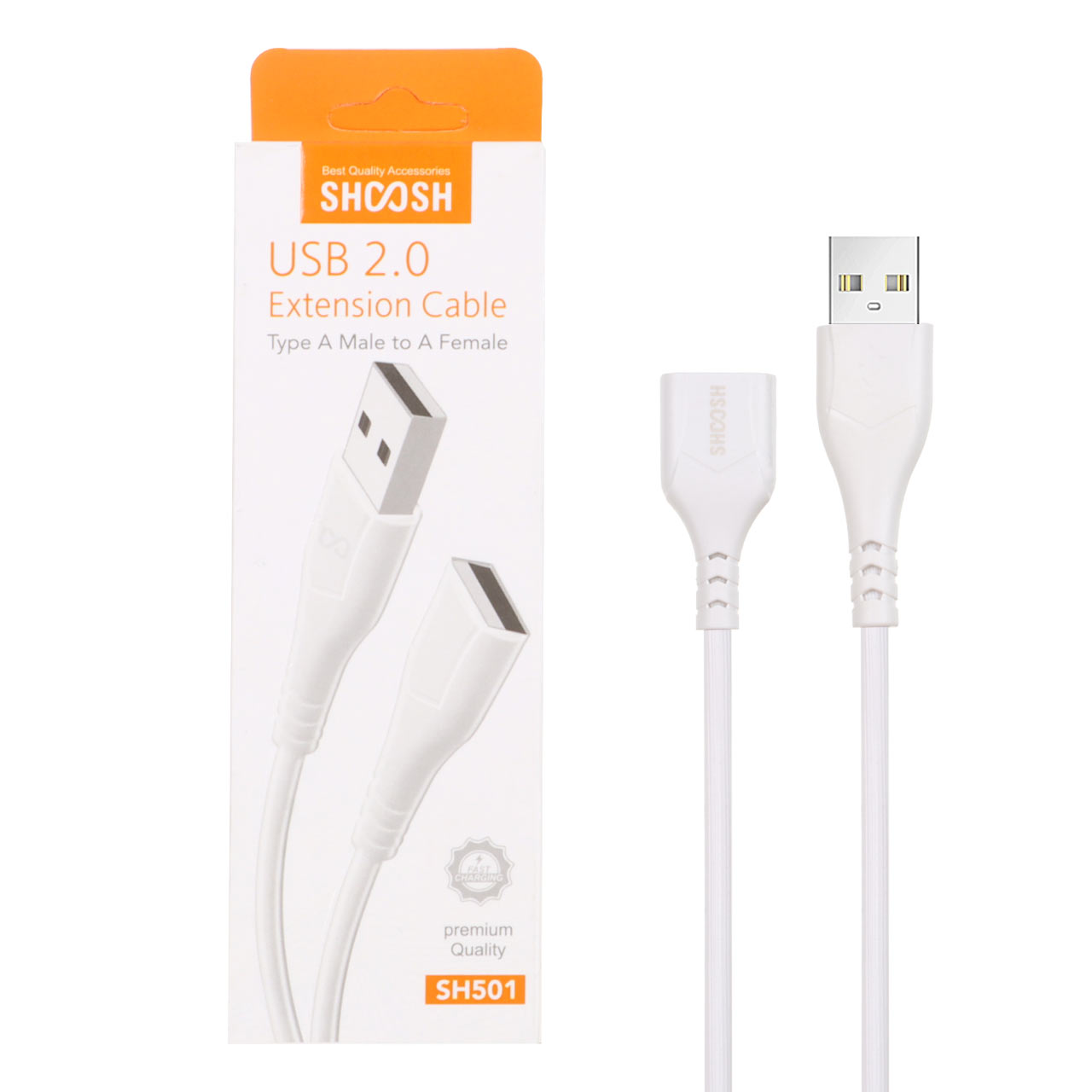 کابل افزایش طول 30 سانتی Shoosh USB2.0 مدل SH501 - سفید - SMO - فروشگاه - پنل فروشگاهی eways