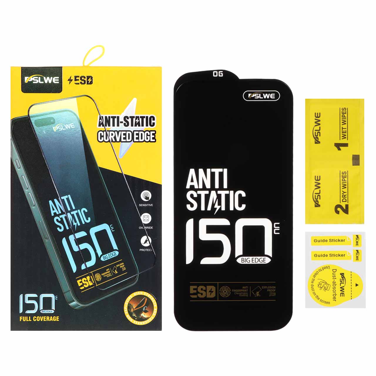 محافظ صفحه نمایش شیشه ای Full Cover PSLWE Anti Static ESD مدل Apple iPhone 16 Pro (پک دار ...