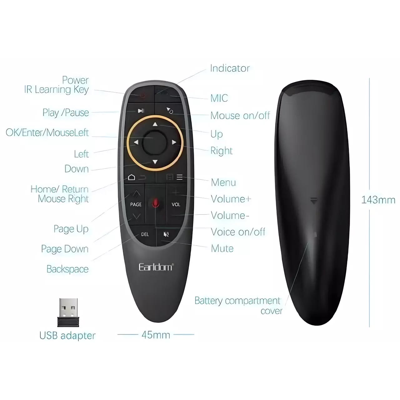 ریموت Earldom Air Mouse مدل ET-RM01 - فروشگاه - پنل فروشگاهی eways