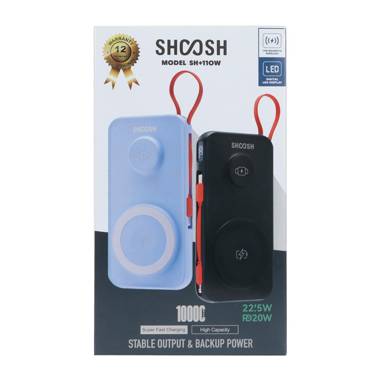 پاوربانک (PD و فست شارژ) Shoosh 22.5W 10000mAh مدل SH+11OW - گلبهی - SMO - فروشگاه - پنل ...