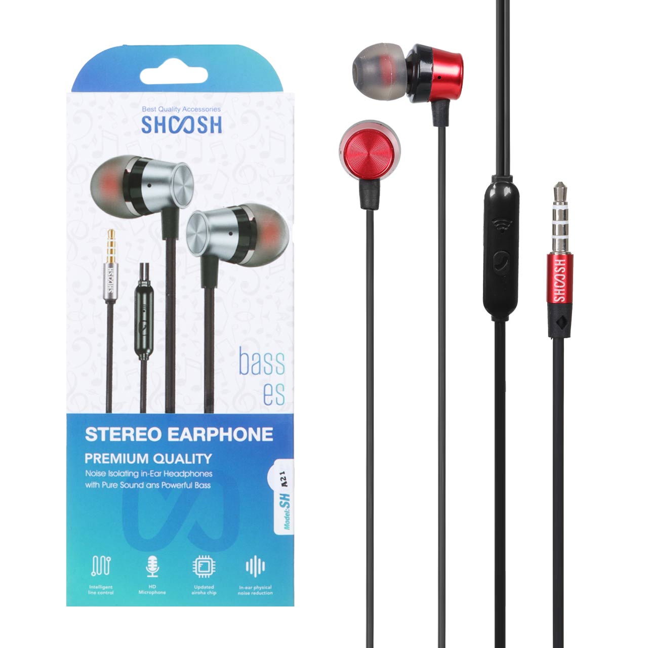 هندزفری باسیم Shoosh مدل SH-A21 - مشکی قرمز - SMO - فروشگاه - پنل فروشگاهی eways