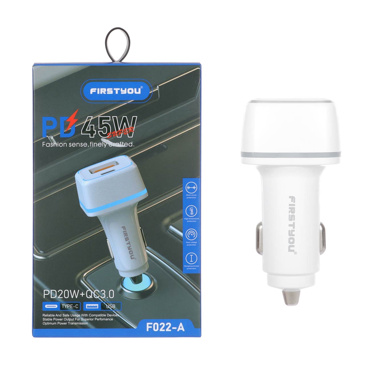 شارژر فندکی فست و PD دو پورت FIRSTYOU مدل F022-A 45W - سفید - فروشگاه - پنل فروشگاهی eways