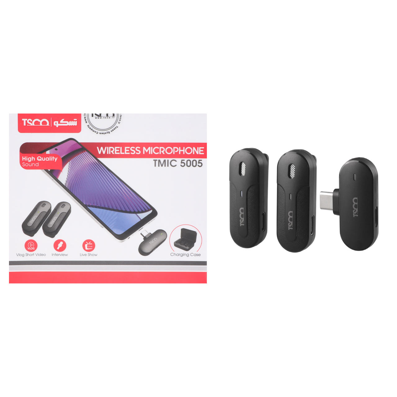 میکروفون بی سیم TSCO Type-C مدل TMIC 5005 - مشکی (دو میکروفون) (گارانتی 12 ماهه TSCO) - فروشگاه ...