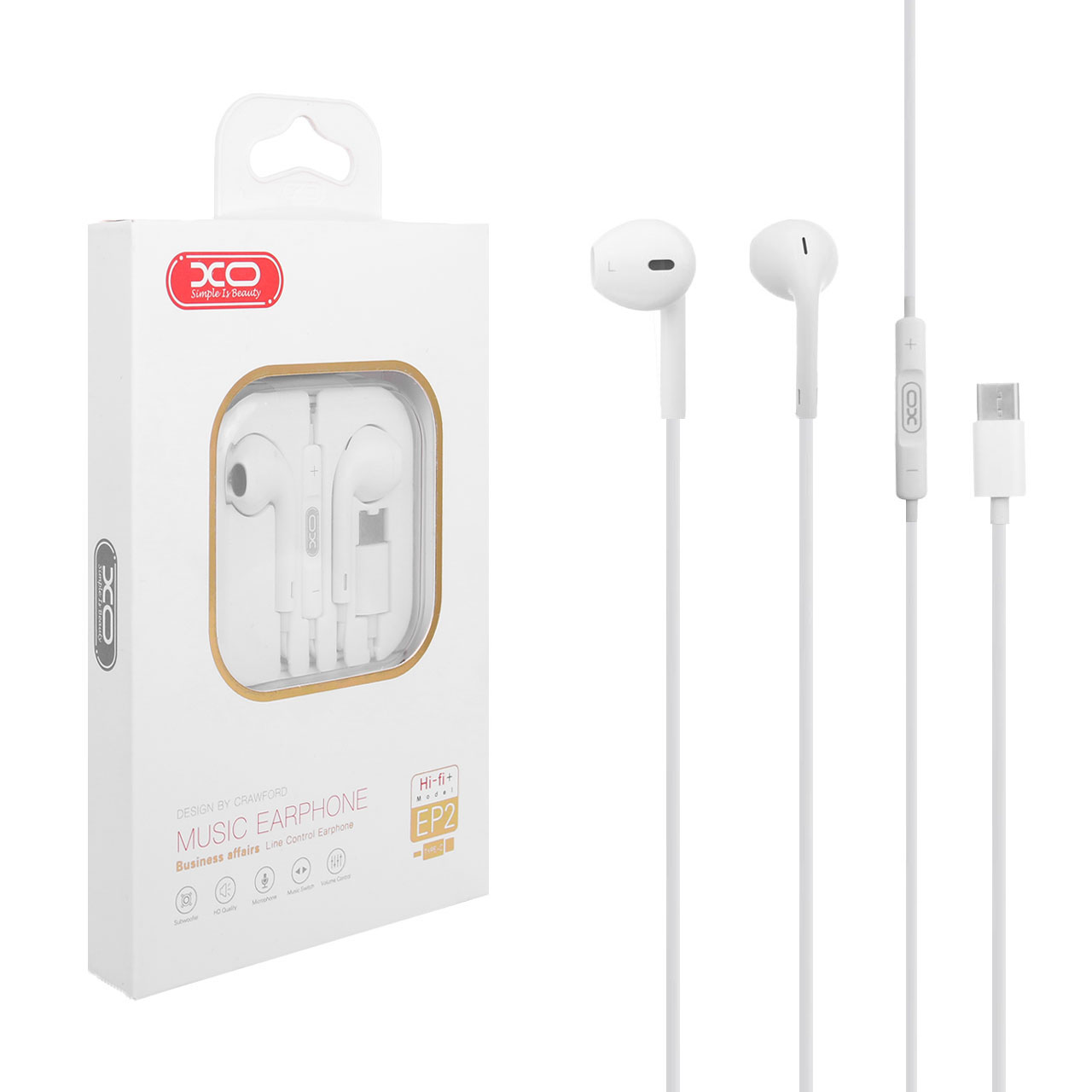 هندزفری با سیم Type-C-XO مدل EP2-سفید - فروشگاه - پنل فروشگاهی eways