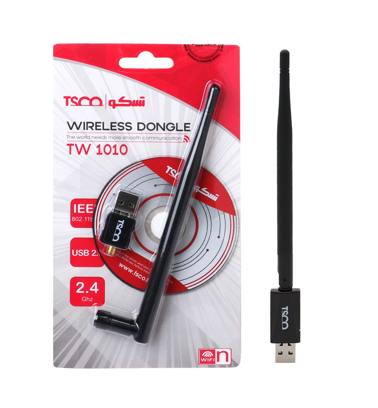 کارت شبکه USB (دانگل وای فای) دارای آنتن اکسترنال TSCO مدل TW 1010 با سرعت 150Mbps - فروشگاه ...