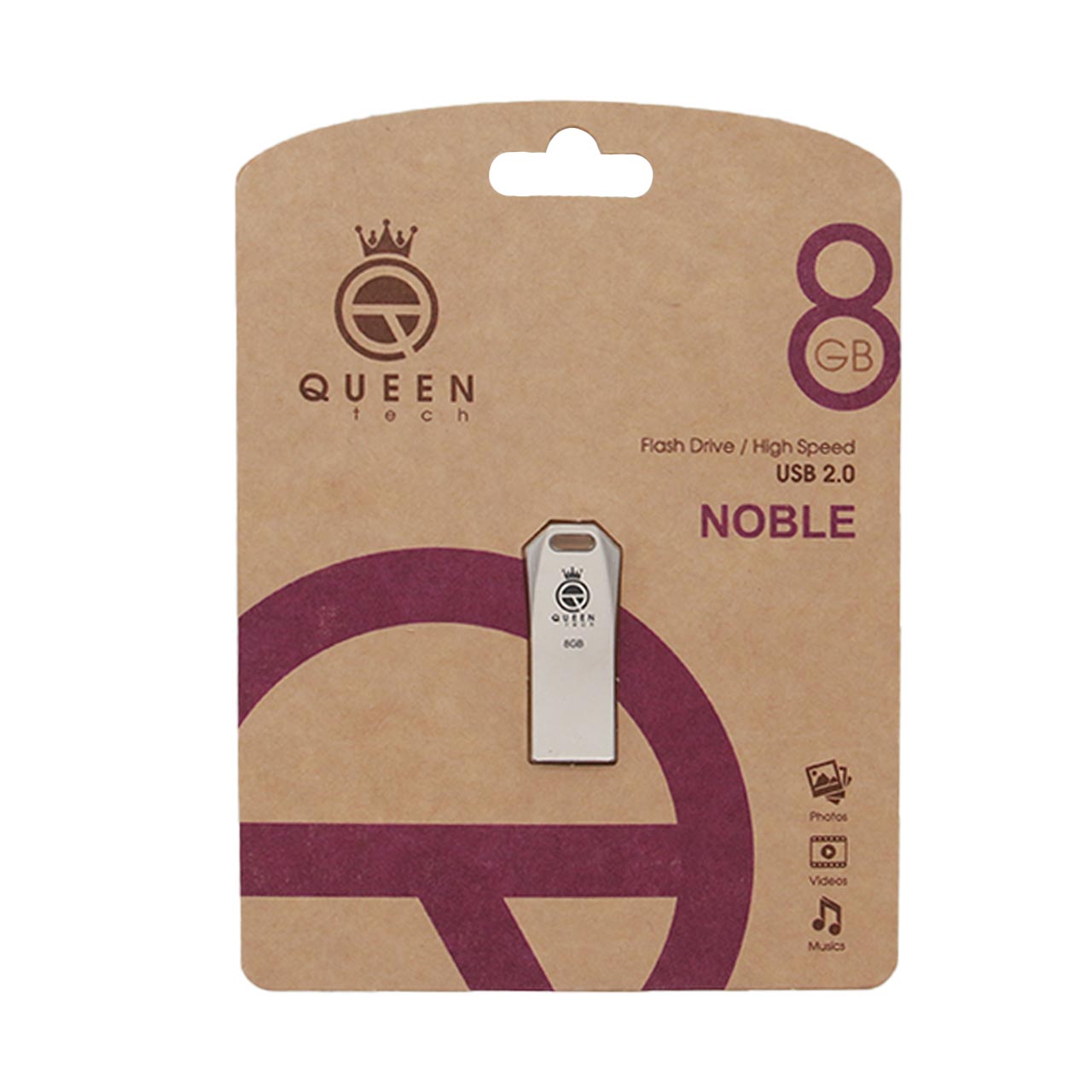 Queen Noble USB2.0 Flash Memory-8GB نقره ای (گارانتی مادام العمر شرکت ...