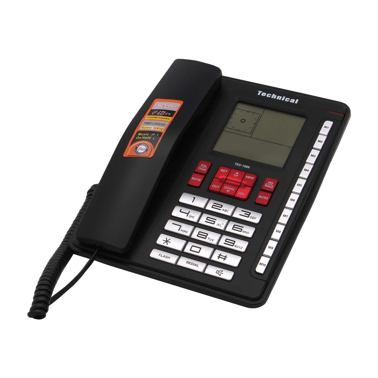 تلفن رومیزی تکنیکال TEC-1089 - مشکی نقره ای - فروشگاه - پنل فروشگاهی eways