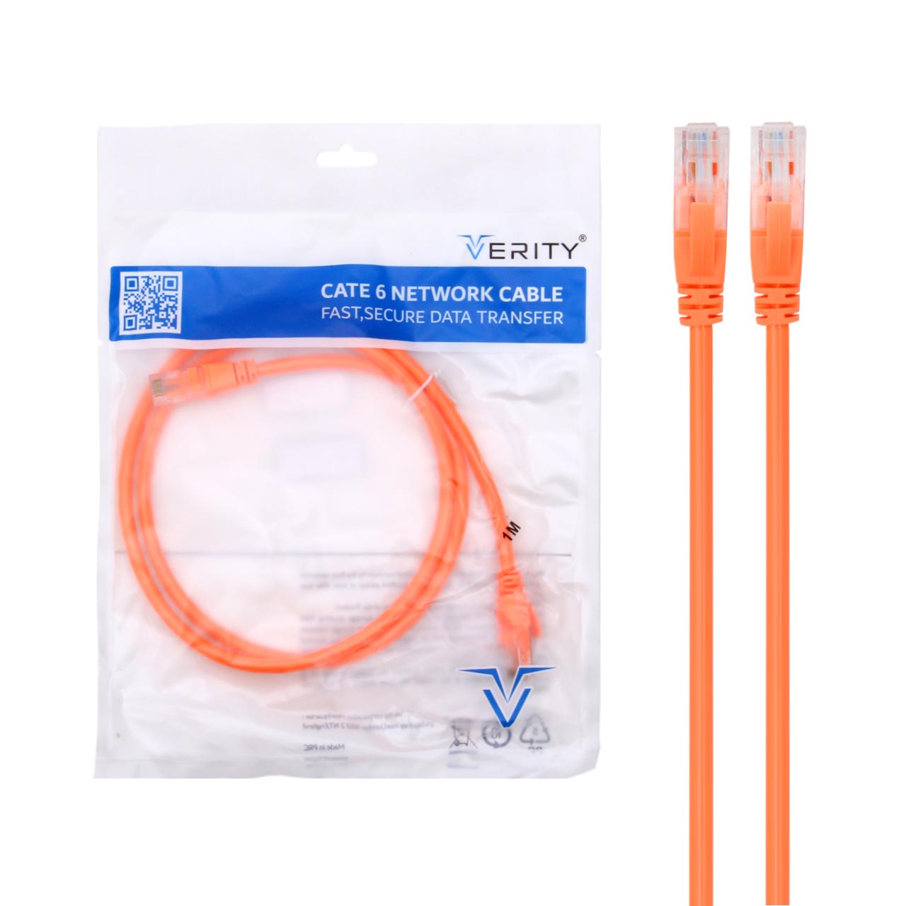 کابل شبکه 1 متری Verity مدل CAT6 نارنجی - فروشگاه - پنل فروشگاهی eways