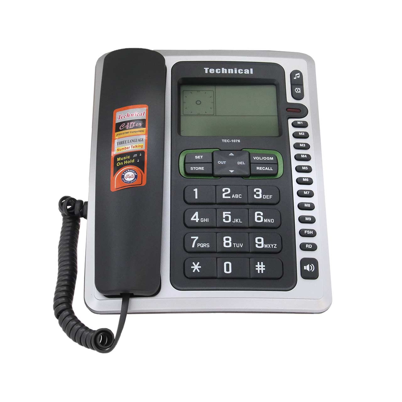 تلفن رومیزی تکنیکال TEC-1076 - مشکی خاکستری - فروشگاه - پنل فروشگاهی eways