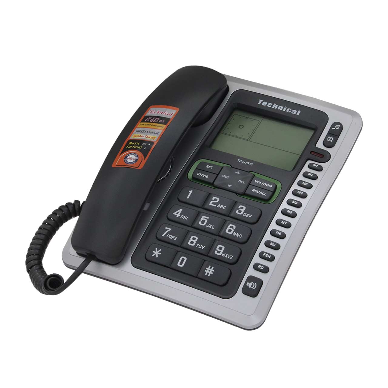تلفن رومیزی تکنیکال TEC-1076 - مشکی خاکستری - فروشگاه - پنل فروشگاهی eways