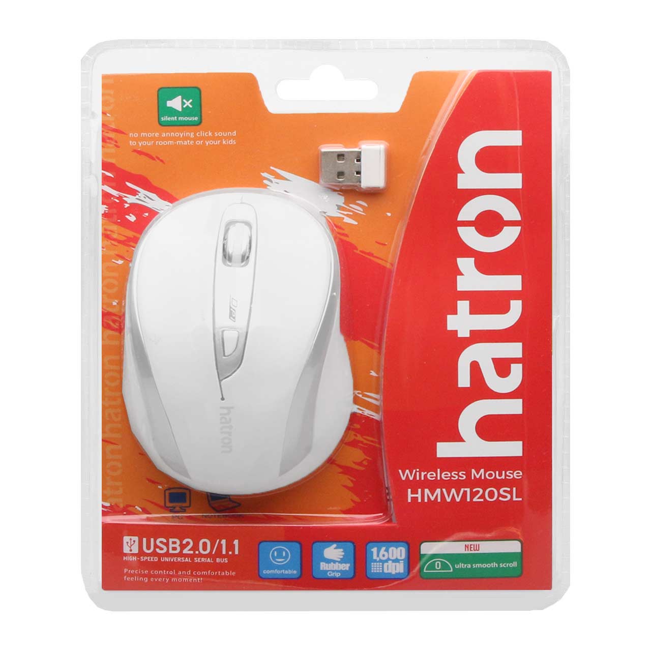 ماوس بی سیم Hatron مدل HMW120SL - سفید - فروشگاه - پنل فروشگاهی eways