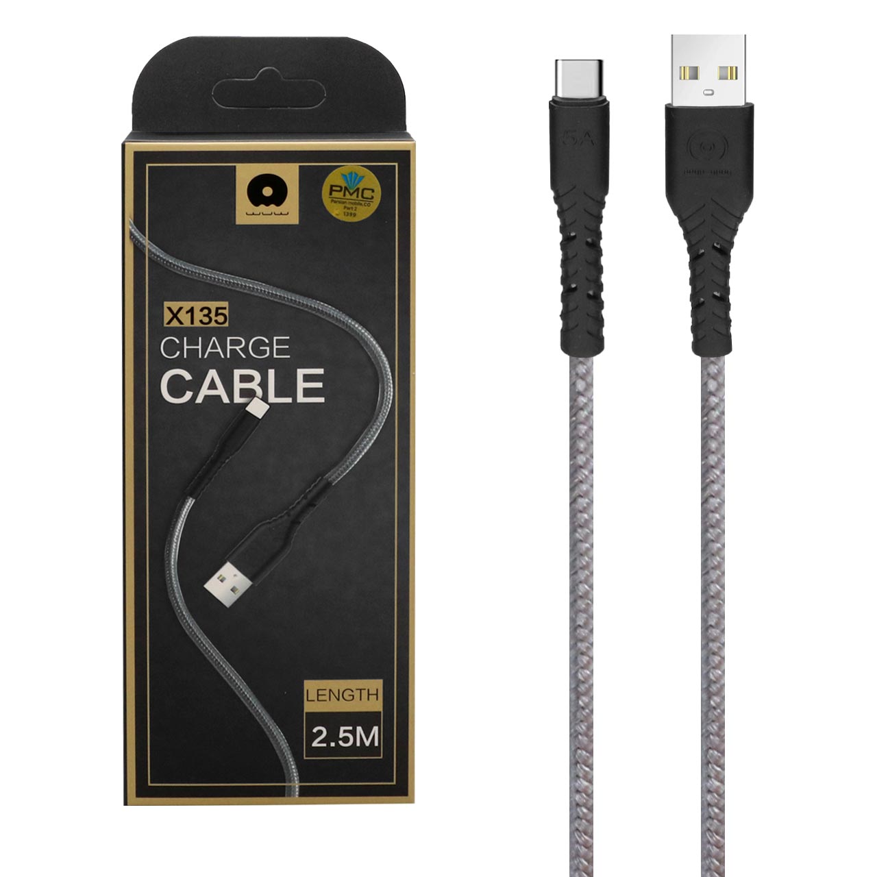 کابل شارژ 2.5 متری WUW Type C مدل X135 - طوسی (1 امتیازی) - فروشگاه - پنل فروشگاهی eways