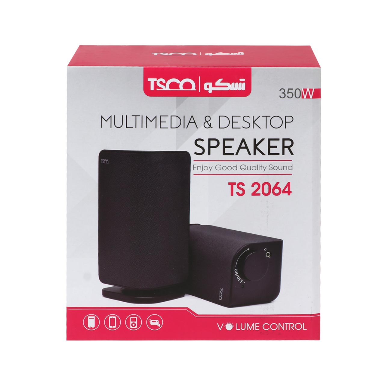 اسپیکر رومیزی (دسکتاپ) دو تکه TSCO مدل TS 2064 - مشکی USB و AUX دار - فروشگاه - پنل فروشگاهی eways