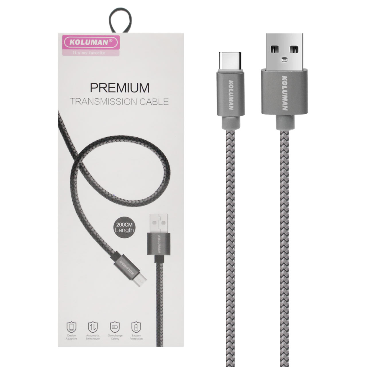 کابل شارژ2 متری Koluman Type-C مدل KD-19-طوسی - فروشگاه - پنل فروشگاهی eways