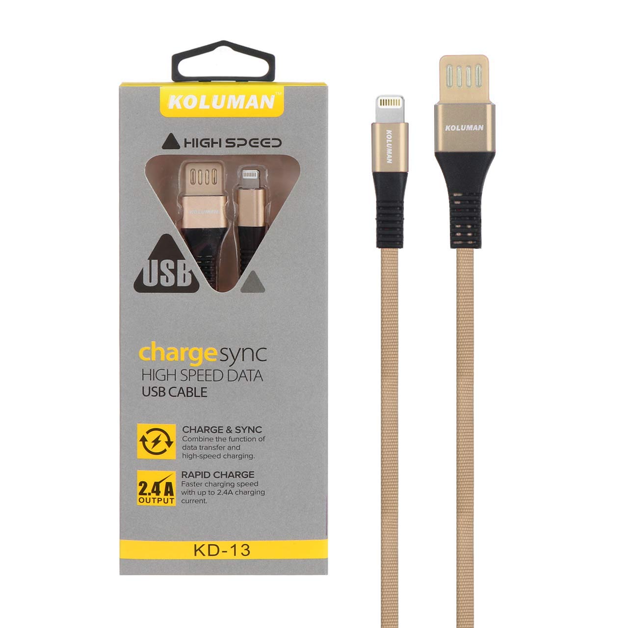 کابل شارژ فست آیفون Koluman مدل KD-13-طلایی - فروشگاه - پنل فروشگاهی eways