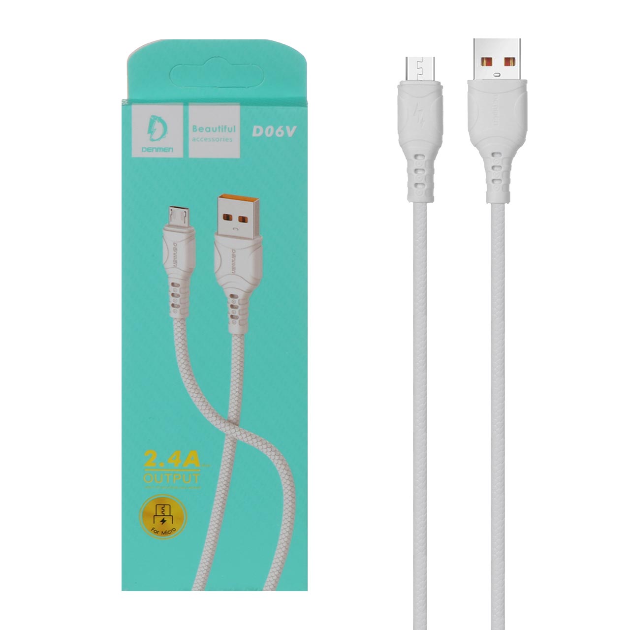 کابل شارژ فست اندروید DENMEN مدل D06V -سفید-CH (گارانتی یکساله ایویز) - فروشگاه - پنل فروشگاهی eways