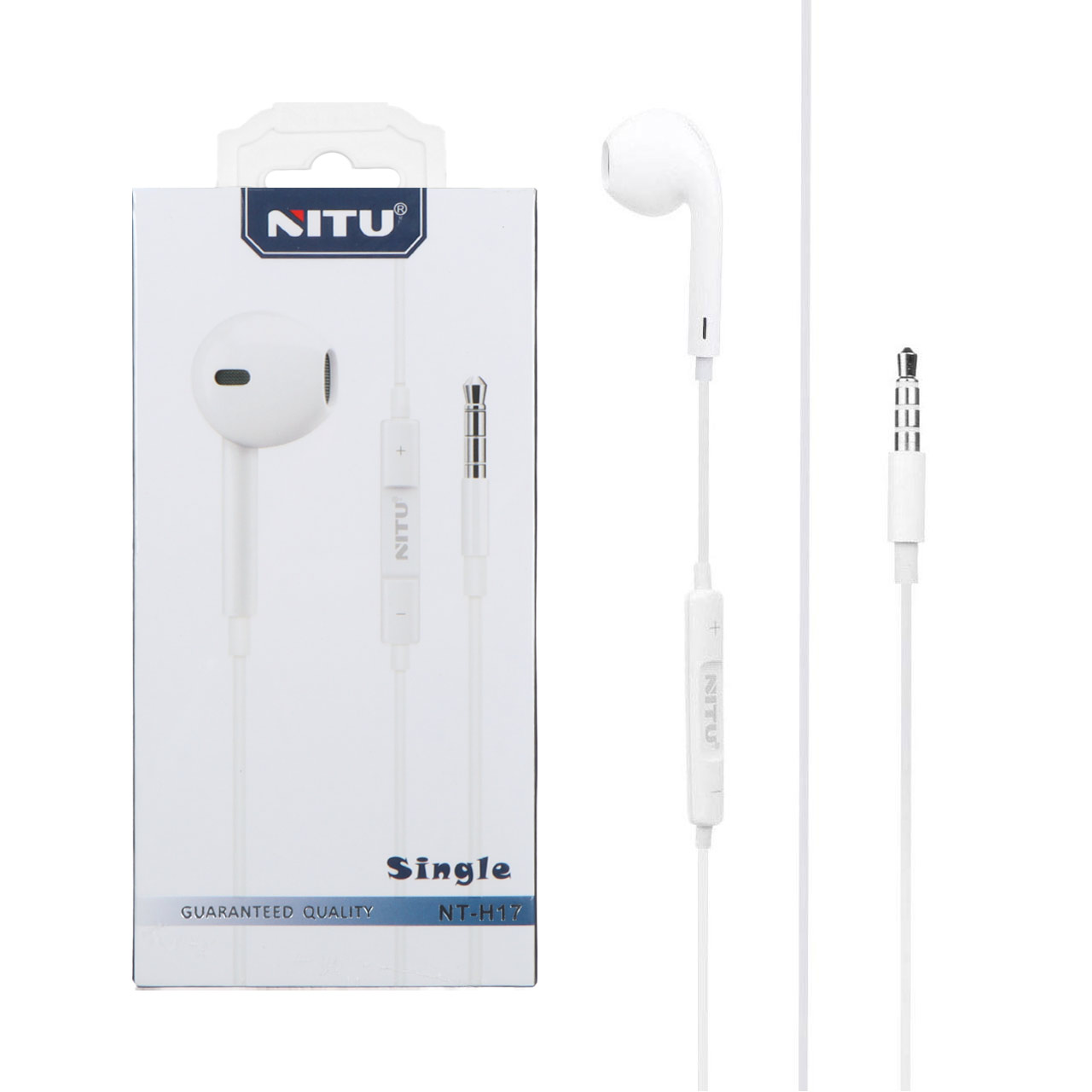 هندزفری با سیم تک گوش NITU مدل H17 - سفید - فروشگاه - پنل فروشگاهی eways