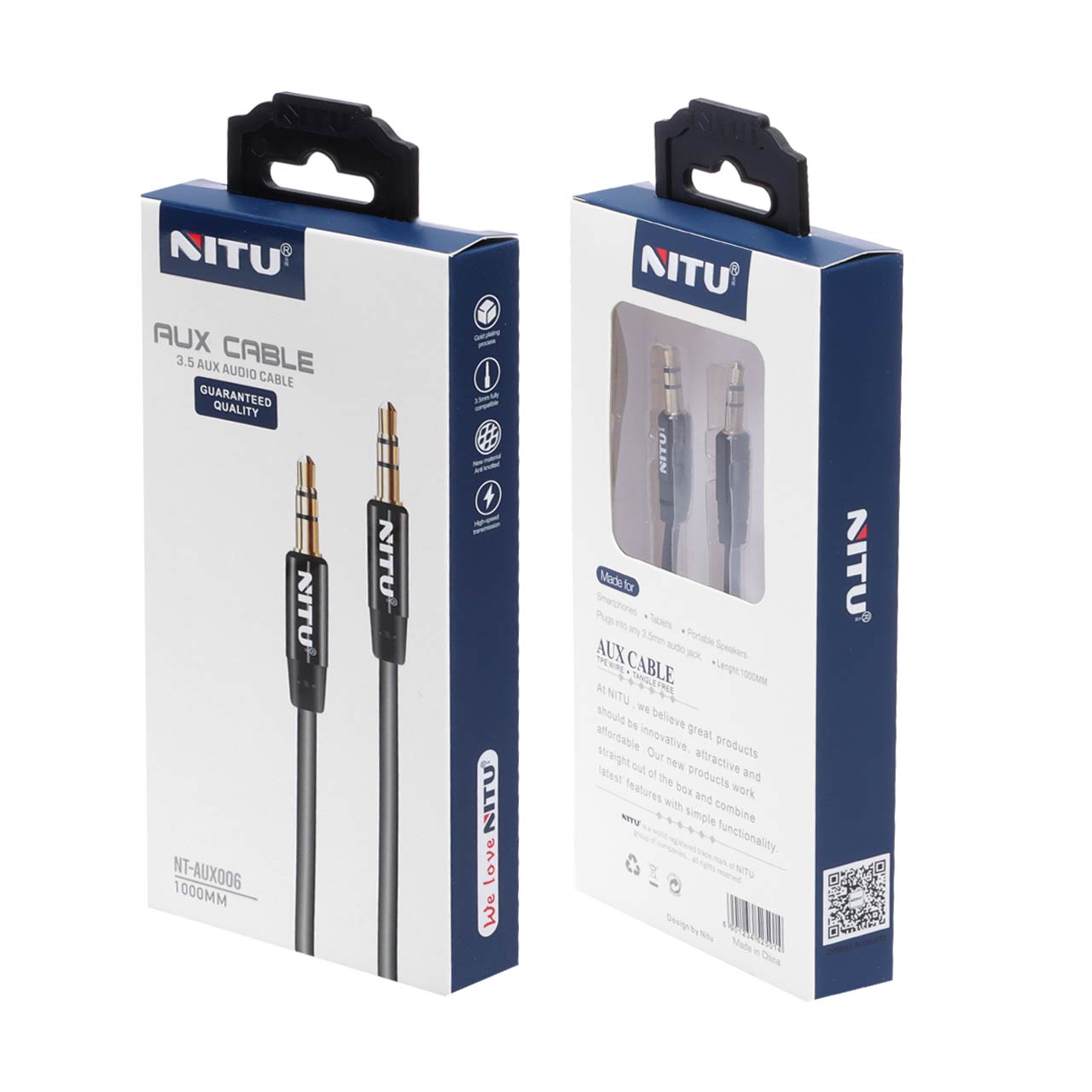 کابل صدا 1 متری NITU AUX مدل 006 - مشکی - فروشگاه - پنل فروشگاهی eways