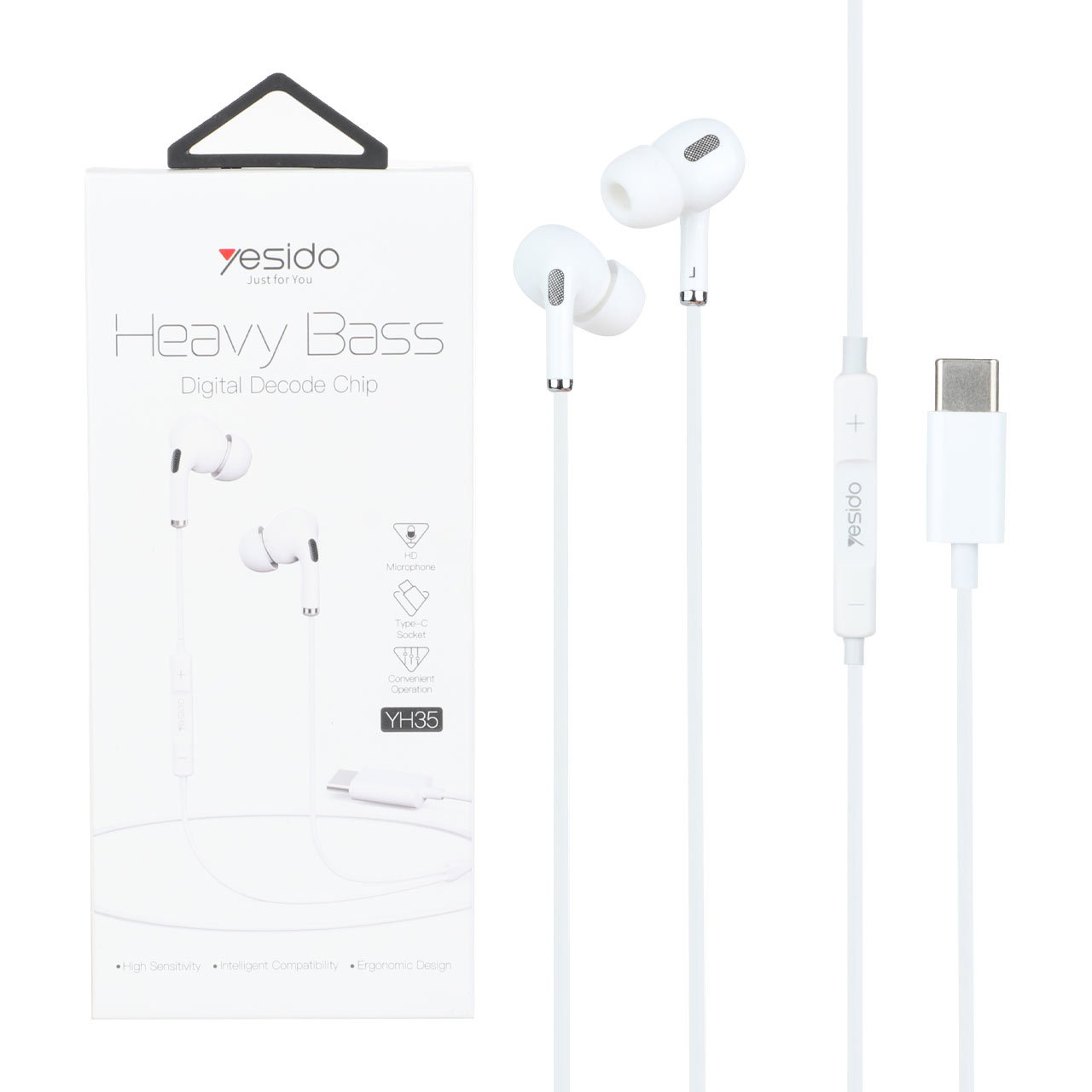 هندزفری با سیم پورت yesido Type-C مدل YH35 - سفید - فروشگاه - پنل فروشگاهی eways