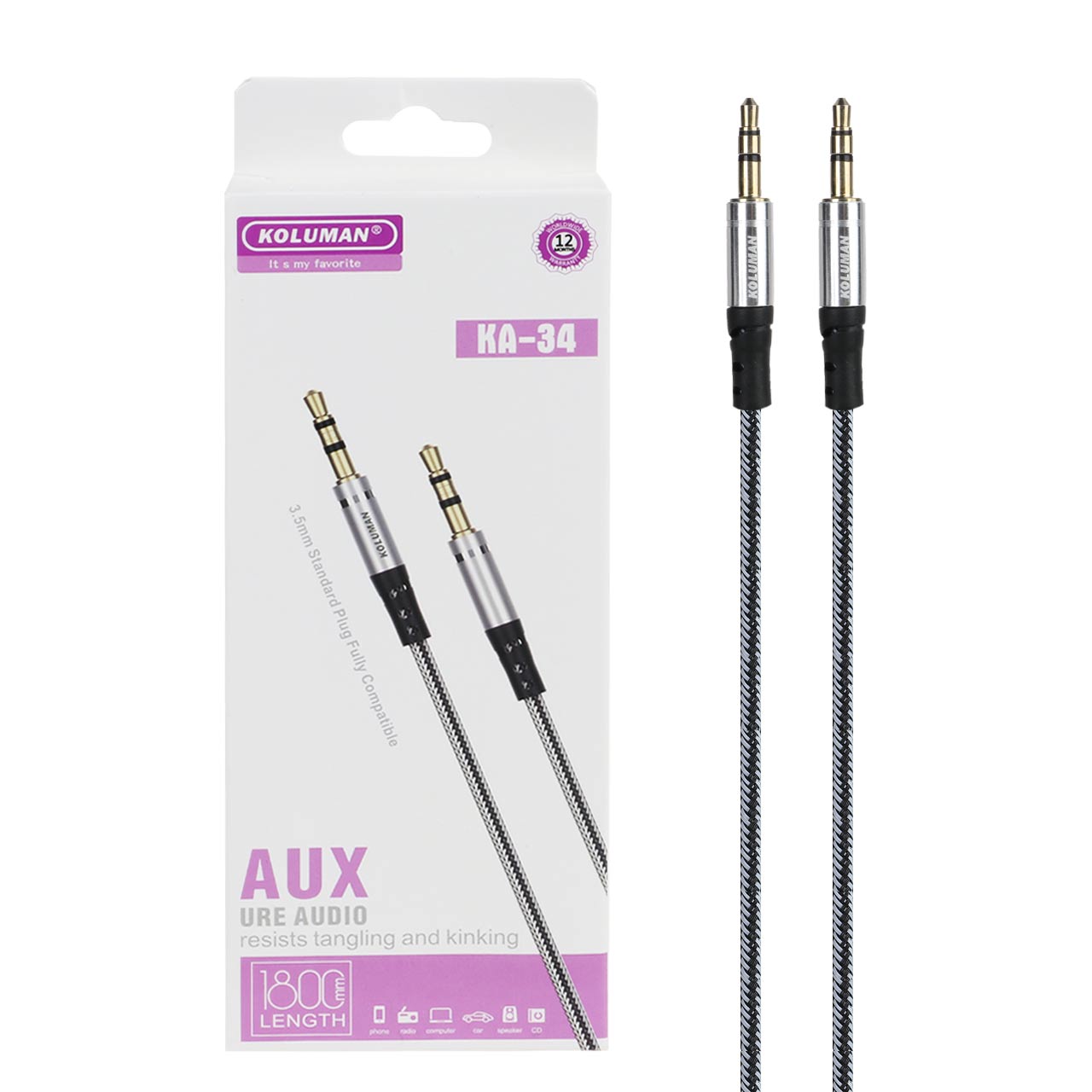 کابل AUX Koluman مدل KA-34 - نقره ای - فروشگاه - پنل فروشگاهی eways