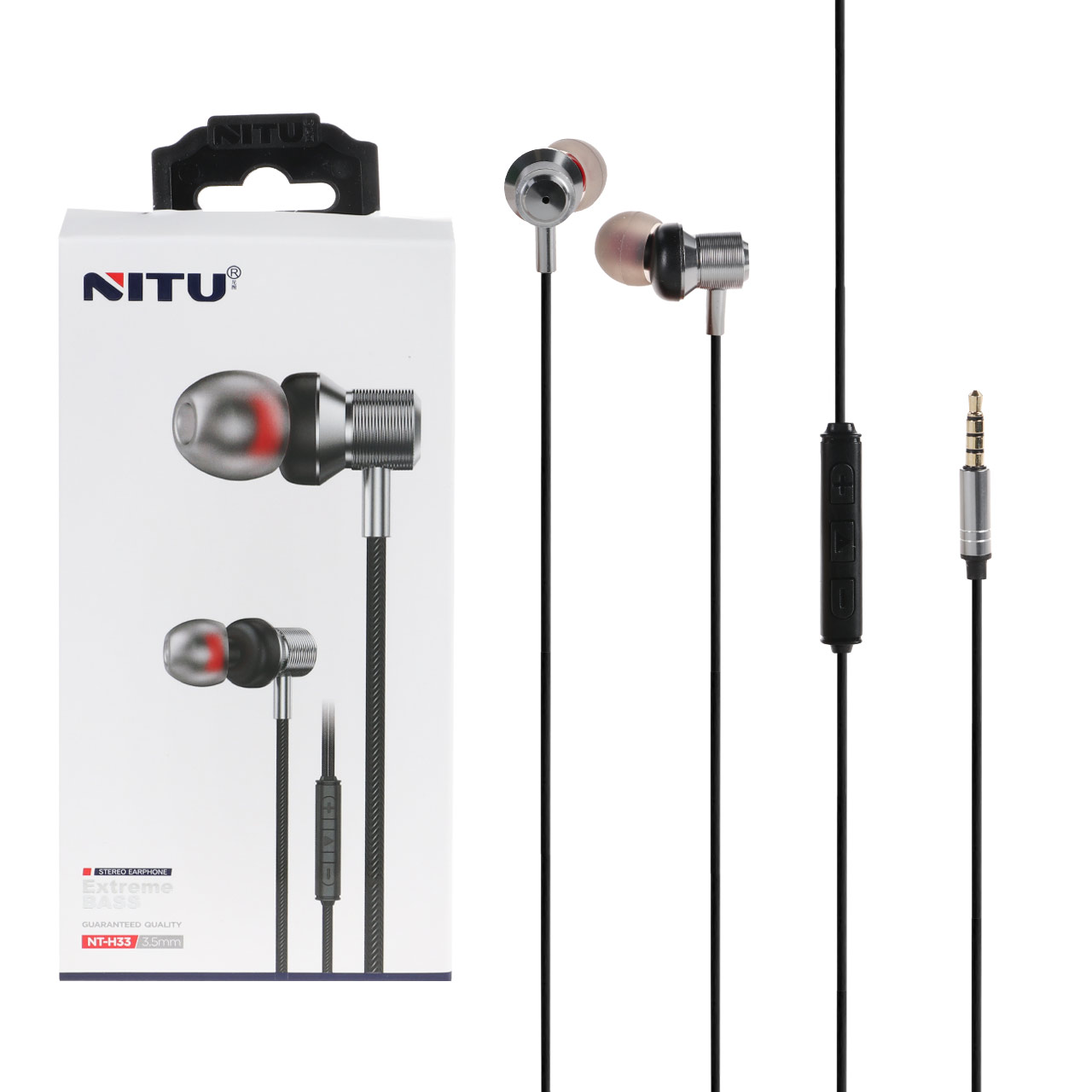 هندزفری با سیم NITU مدل NT-H33 - مشکی خاکستری - فروشگاه - پنل فروشگاهی eways