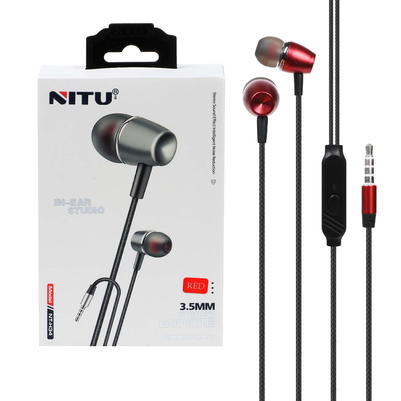 هندزفری با سیم NITU مدل H34 - مشکی قرمز - فروشگاه - پنل فروشگاهی eways