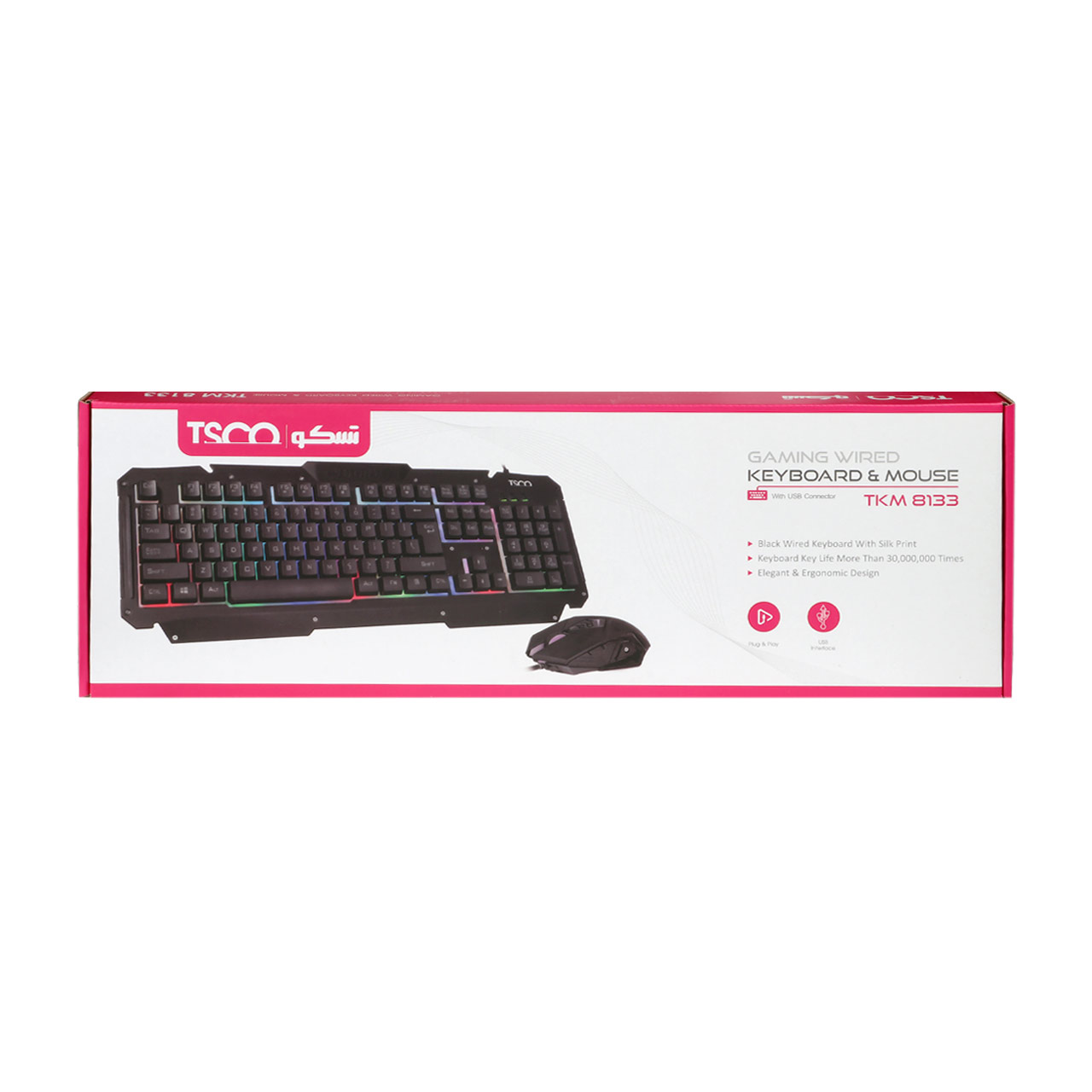 کیبورد و ماوس باسیم گیمینگ TSCO مدل TKM 8133 دارای RGB - مشکی - فروشگاه - پنل فروشگاهی eways