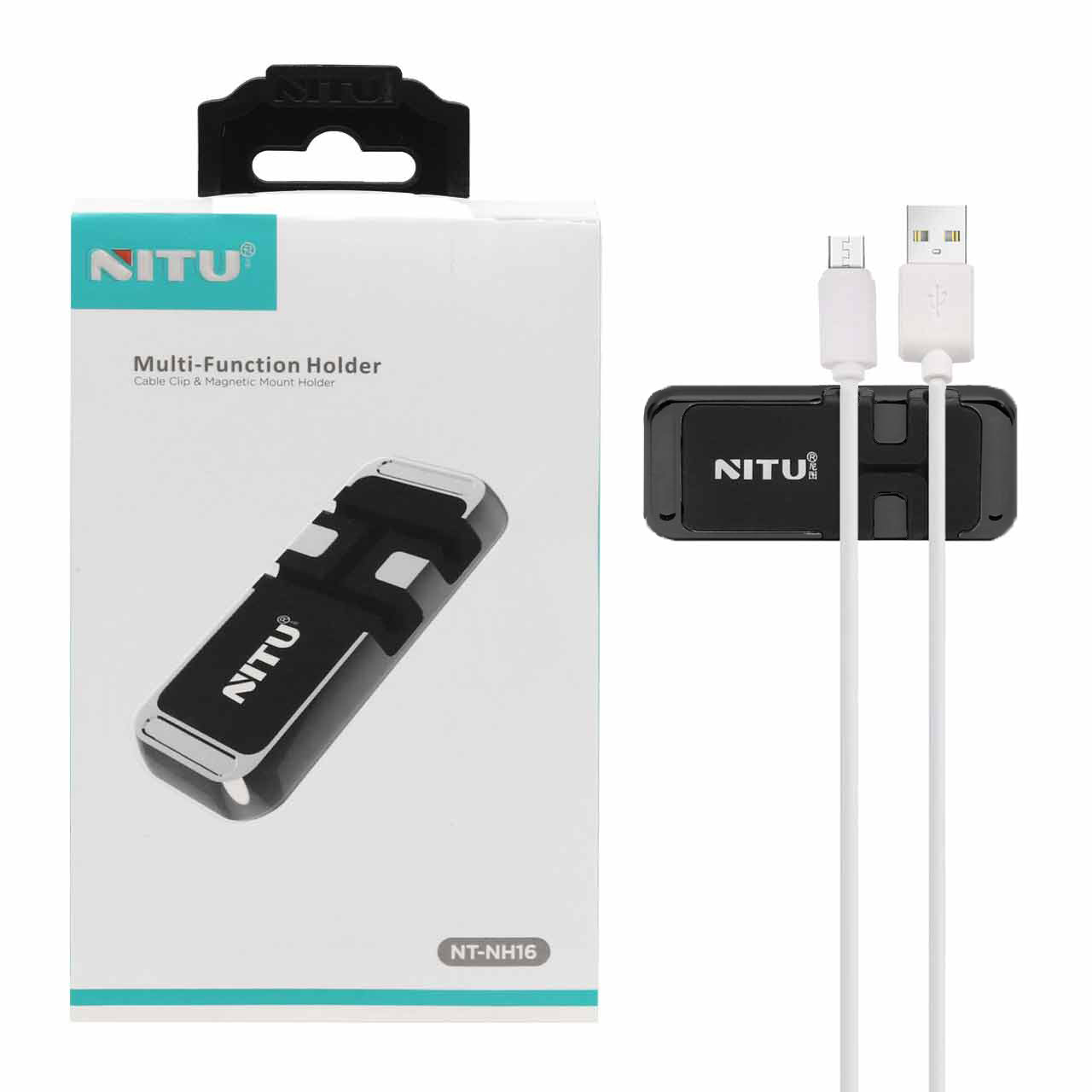 هولدر گوشی موبایل و کابل مگنتی NITU مدل NH16 - مشکی - فروشگاه - پنل فروشگاهی eways