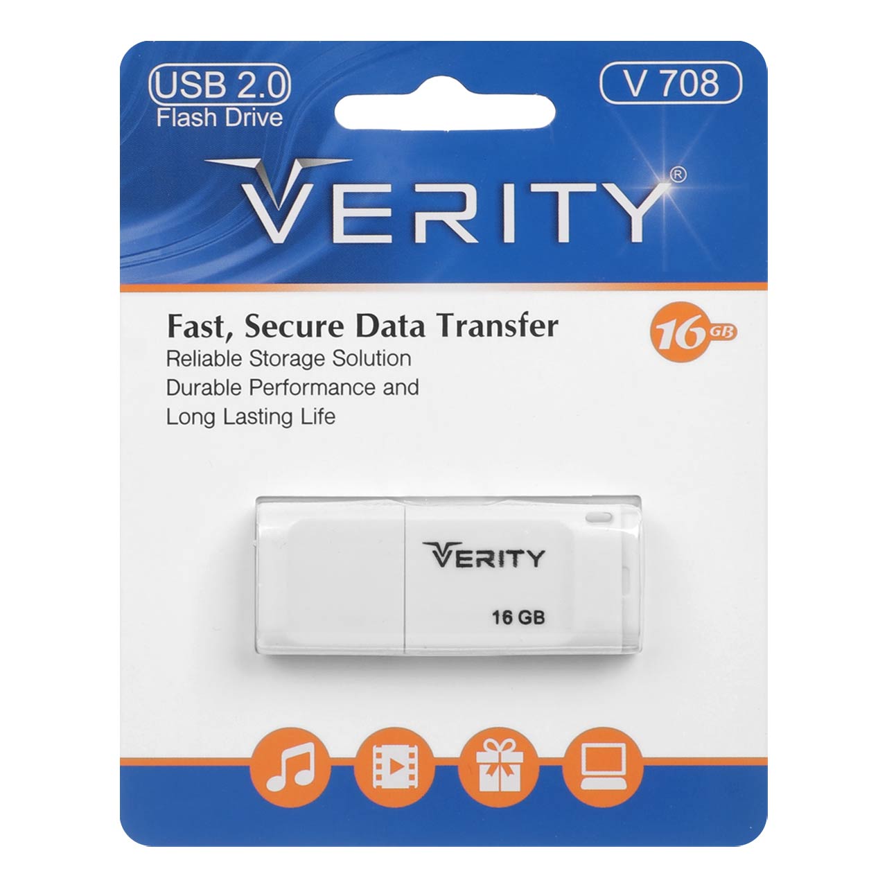 Verity V708 USB2.0 Flash Memory - 16GB - (گارانتی آسان سرویس) سفید - فروشگاه - پنل فروشگاهی eways