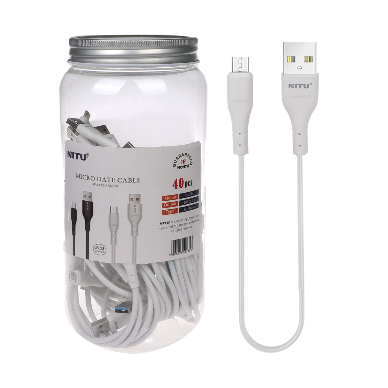 کابل شارژ پاوربانک فست اندروید NITU مدل NC250 - سفید (بسته 40 عددی) - فروشگاه - پنل فروشگاهی eways