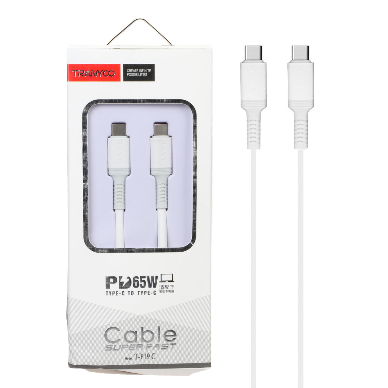کابل شارژ PD و فست TRANYOO Type-C to Type-C مدل T-P19C - سفید (پک ناسالم) - فروشگاه - پنل ...
