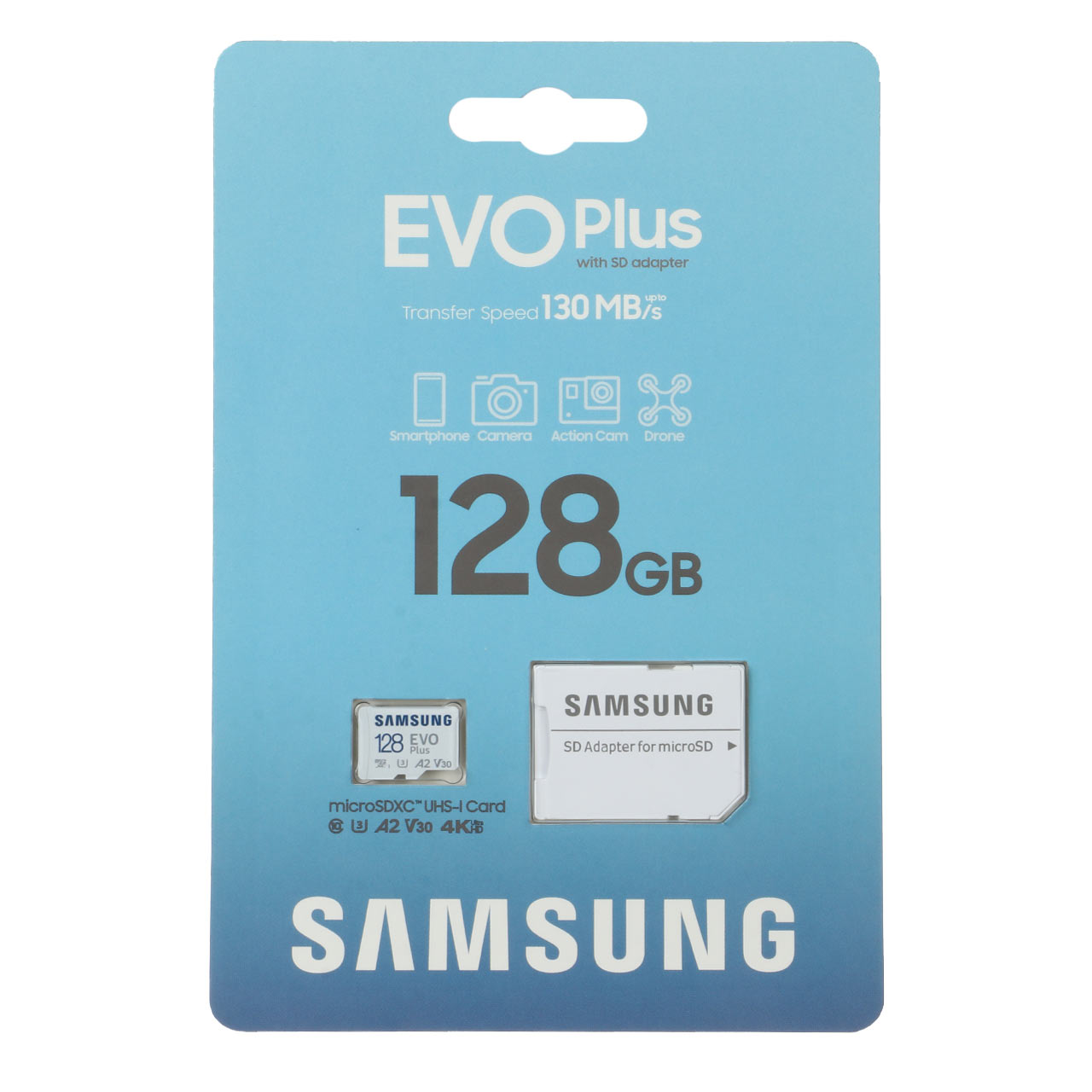 Samsung microSDXC-UHS-I EVO Plus & adaptor U3 Class 10 4K-130MB/s-128GB (گارانتی سه ساله سورین ...