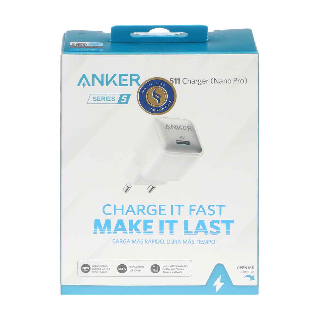 شارژر دیواری فست تک پورت ANKER مدل A2637 با توان 20W و تکنولوژی IQ3 ...